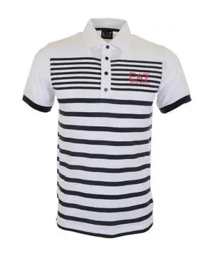EA7 Striped Lapel Polo Shirt