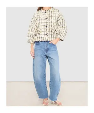 FRAME The Bubble Crop Barrel Jeans - Blue