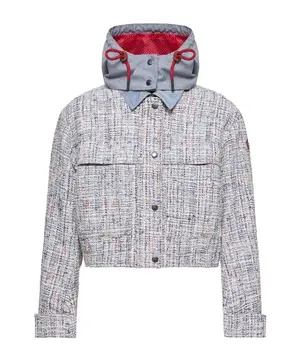 Moncler Termez Hooded Tweed Jacket - Sky Blue