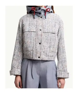 Moncler Termez Hooded Tweed Jacket - Sky Blue