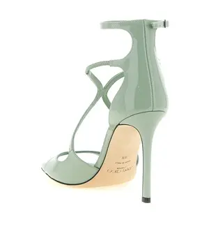 JIMMY CHOO Azia Square Toe Ankle-strapped Stiletto Sandals - Green