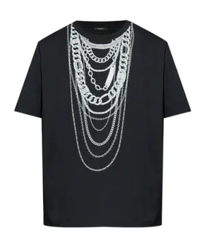 Balmain Detail Printed Short-sleeved T-shirt - Black