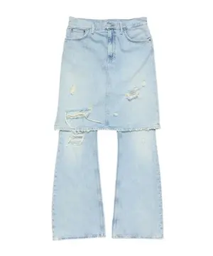 Acne Studios Distressed Panelled Jeans With Logo Patch - Light Blue