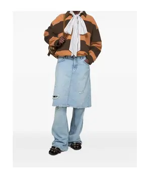 Acne Studios Distressed Panelled Jeans With Logo Patch - Light Blue