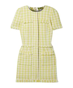 Oscar De La Renta Houndstooth Mini Dress With Tassel Fringe