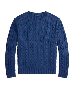 Polo Ralph Lauren Cable-knit Jumper With Embroidered Logo - Blue