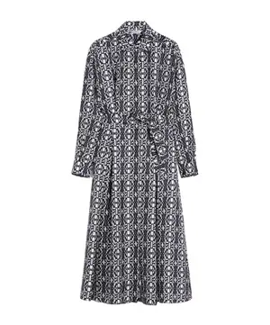 Max Mara Max Mara Esploso Graphic Print Long Sleeve Shirt Dress Black