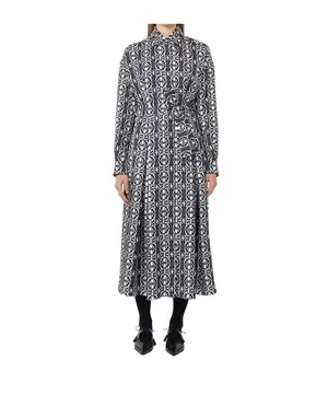 Max Mara Esploso Graphic Print Long Sleeve Shirt Dress - Black