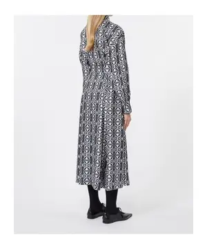Max Mara Esploso Graphic Print Long Sleeve Shirt Dress - Black