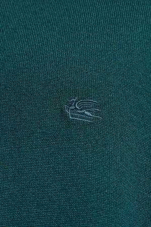 Etro Logo Embroidered Knit Polo Shirt