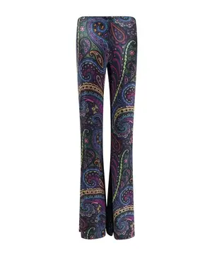 Etro Paisley Print Flared Leg Trousers - Black
