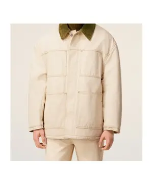 Ami Corduroy Velvet Padded Worker Jacket - Nude
