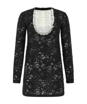 Saint Laurent Lace Frill Detail Dress