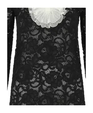Saint Laurent Lace Frill Detail Dress