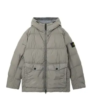 Stone Island Stone Island Logo Patch Zip-Up Hooded Padded Jacket Cement