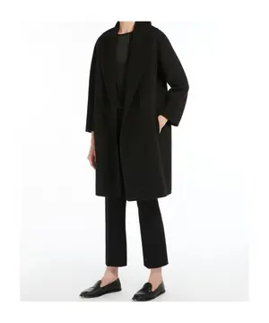 Max Mara Belted Shawl Collar Coat - Black