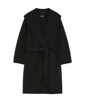 Max Mara Max Mara Belted Shawl Collar Coat Black