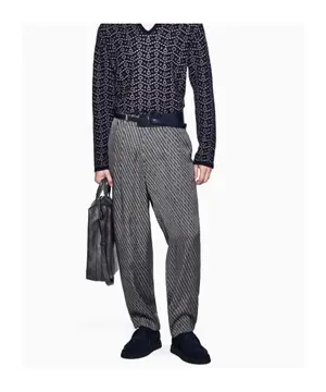 Giorgio Armani Pleated Trousers With Diagonal Stripe Pattern