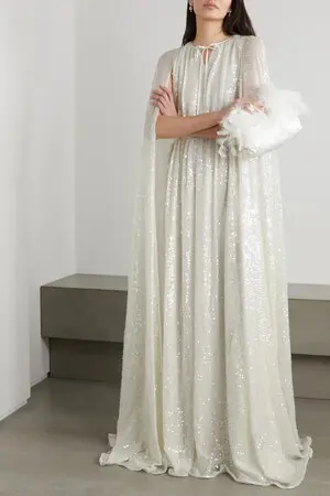 Erdem Kenley Shawl-style Sequined Gown