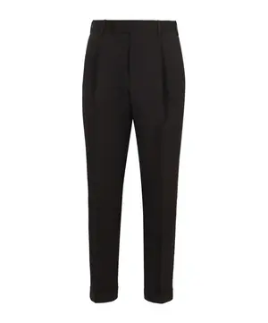 PT TORINO Rebel Turn-up Hem Tapered Trousers - Black