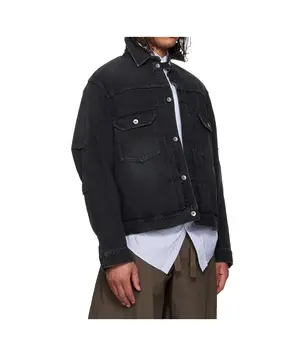 Sacai Faded Denim Trucker Jacket - Black