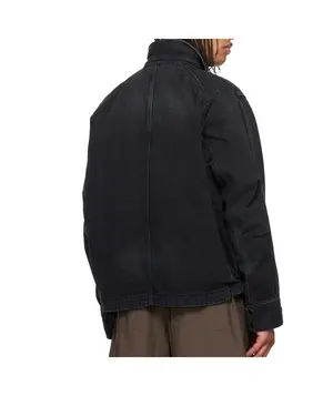 Sacai Faded Denim Trucker Jacket - Black