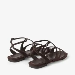 JIMMY CHOO Ayla Strappy Flat Sandals - Chocolate-colored