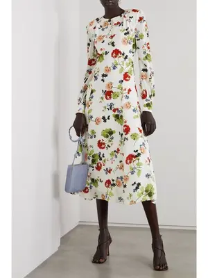 Erdem Leigh Floral-print Silk Crepe Dress