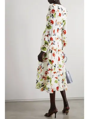 Erdem Leigh Floral-print Silk Crepe Dress