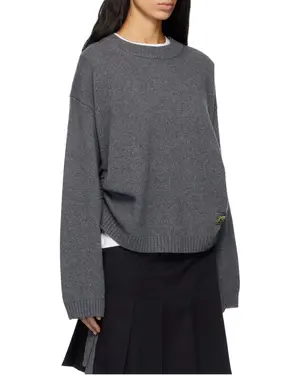 GANNI Logo Patch Oversized Jumper - Phantom Black