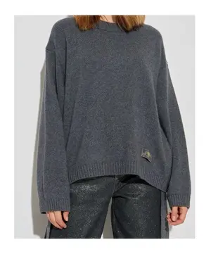 GANNI Logo Patch Oversized Jumper - Phantom Black