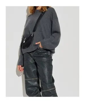 GANNI Logo Patch Oversized Jumper - Phantom Black