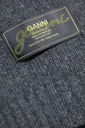 GANNI Logo Patch Oversized Jumper - Phantom Black