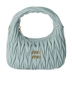 Miu Miu Wander Matelassé Nappa Leather Hobo Bag - Green