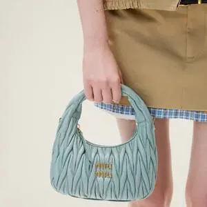 Miu Miu Wander Matelassé Nappa Leather Hobo Bag - Green
