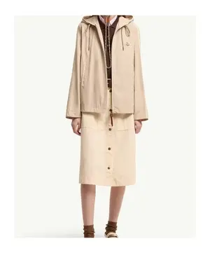 Moncler Sarracenia Zip-up Hooded Jacket - Light Beige