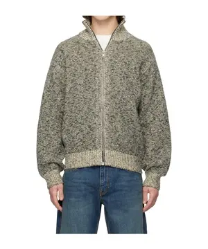 JIL SANDER Long Sleeve Wool Blend Zip-up Sweater