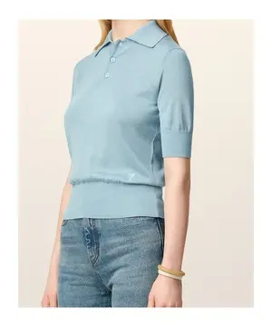 AMI Paris Logo Embroidered Polo Top