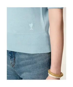 AMI Paris Logo Embroidered Polo Top