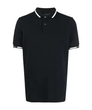 Emporio Armani Stripe-detail Polo Shirt - Black