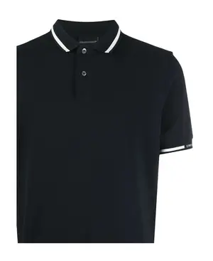 Emporio Armani Stripe-detail Polo Shirt - Black