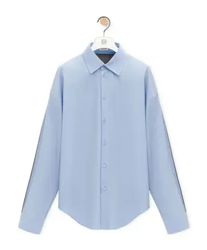 Loewe Hybrid Shirt In Cotton And Wool - Light Blue/grey