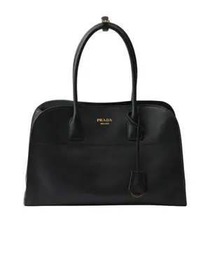 Prada Logo Detailed Large Tote Bag - Black