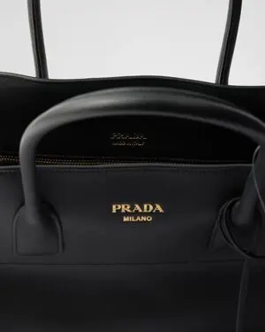 Prada Logo Detailed Large Tote Bag - Black