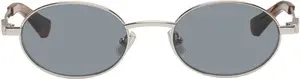 Bottega Veneta Oval Frame Sunglasses - Silver