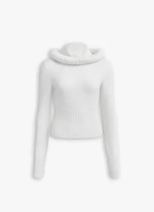 Alaïa Sculptural Hood Ribbed Knit Jumper