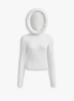Alaïa Sculptural Hood Ribbed Knit Jumper