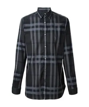 Burberry Checkered Detail Shirt - Black
