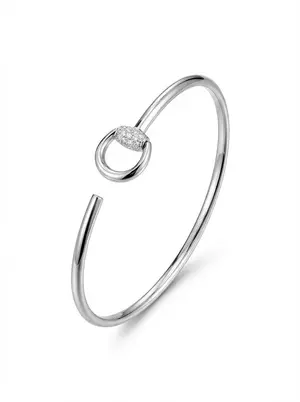 Gucci Horsebit Diamond 18k Bangle Bracelet - Gray