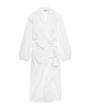 Blumarine V-neck Rose Appliqué Midi Dress - White